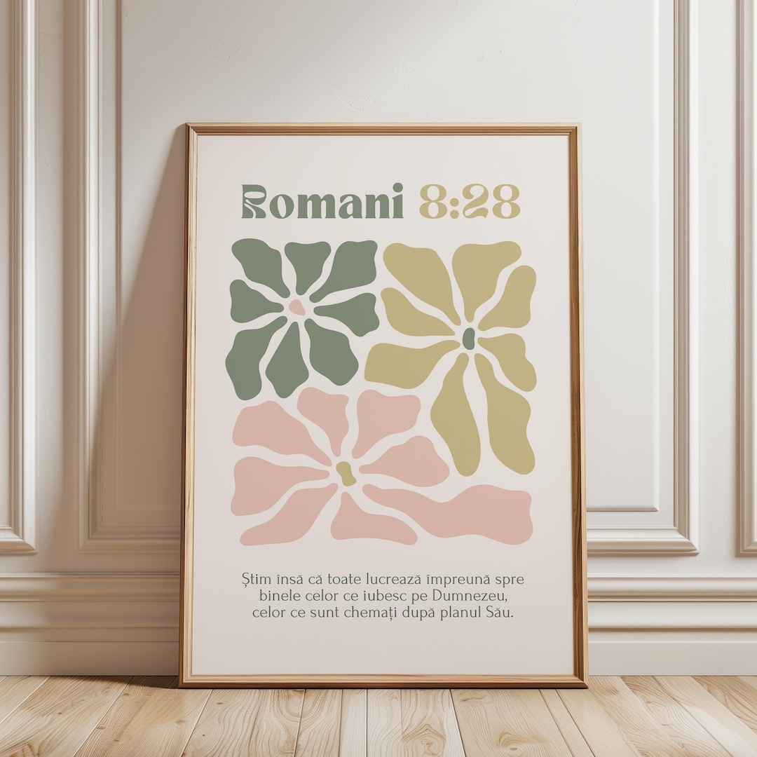 Romani 8:28 Romanian Wall Art, Printable Bible Verse Blessing Romania ...