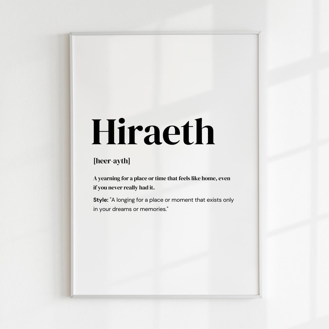 Hiraeth Definition Print – Minimalist Wall Art, Aesthetic Decor, Instant Download, Nostalgic ...