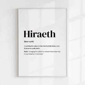 Hiraeth Definition Print – Minimalist Wall Art, Aesthetic Decor ...
