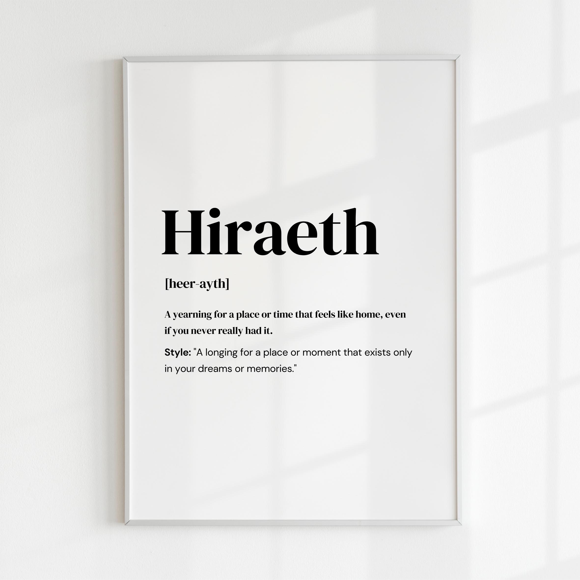 Hiraeth Definition Print – Minimalist Wall Art, Aesthetic Decor ...