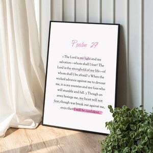 Psalm 27 Bible Christian Wall Art Print | Inspirational Quotes ...