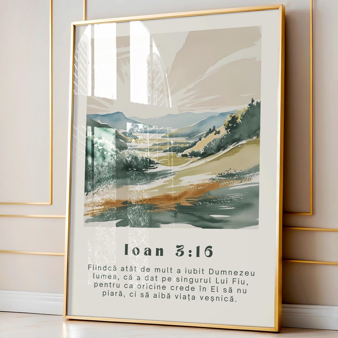 Ioan 3:16 Romanian Bible Verse Print, Christian Wall Art (digital ...