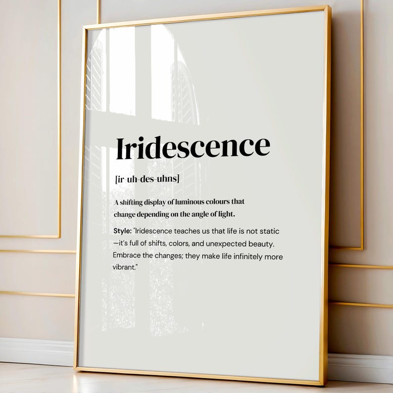 Iridescence Definition Wall Art Print Inspirational Word Poster Digital ...