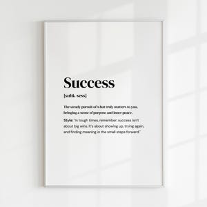 Success Dictionary Definition Wall Art Inspirational Minimalist Design ...