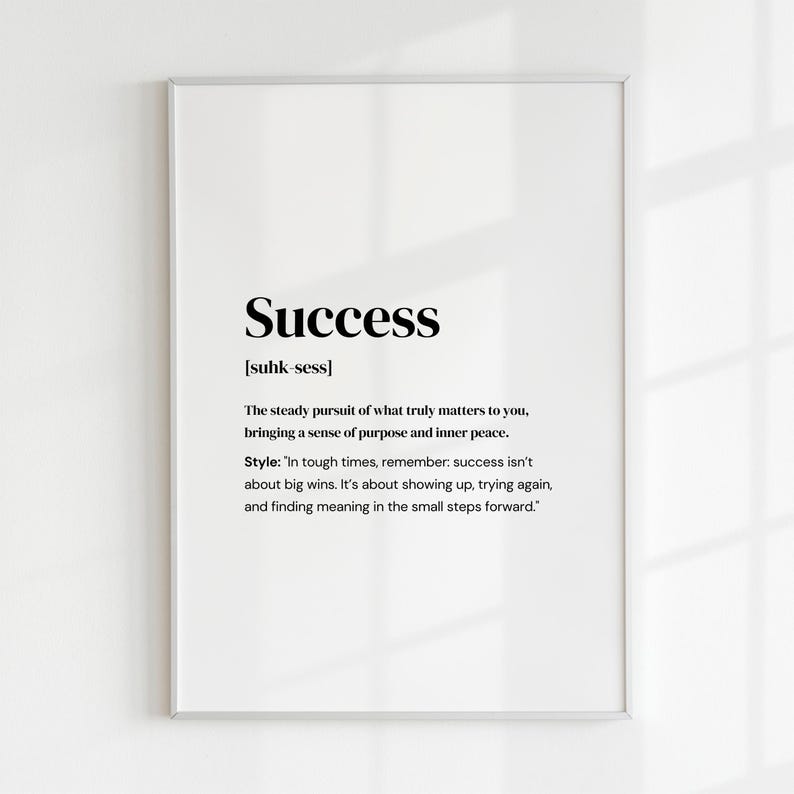 Success Dictionary Definition Wall Art Inspirational Minimalist Design ...