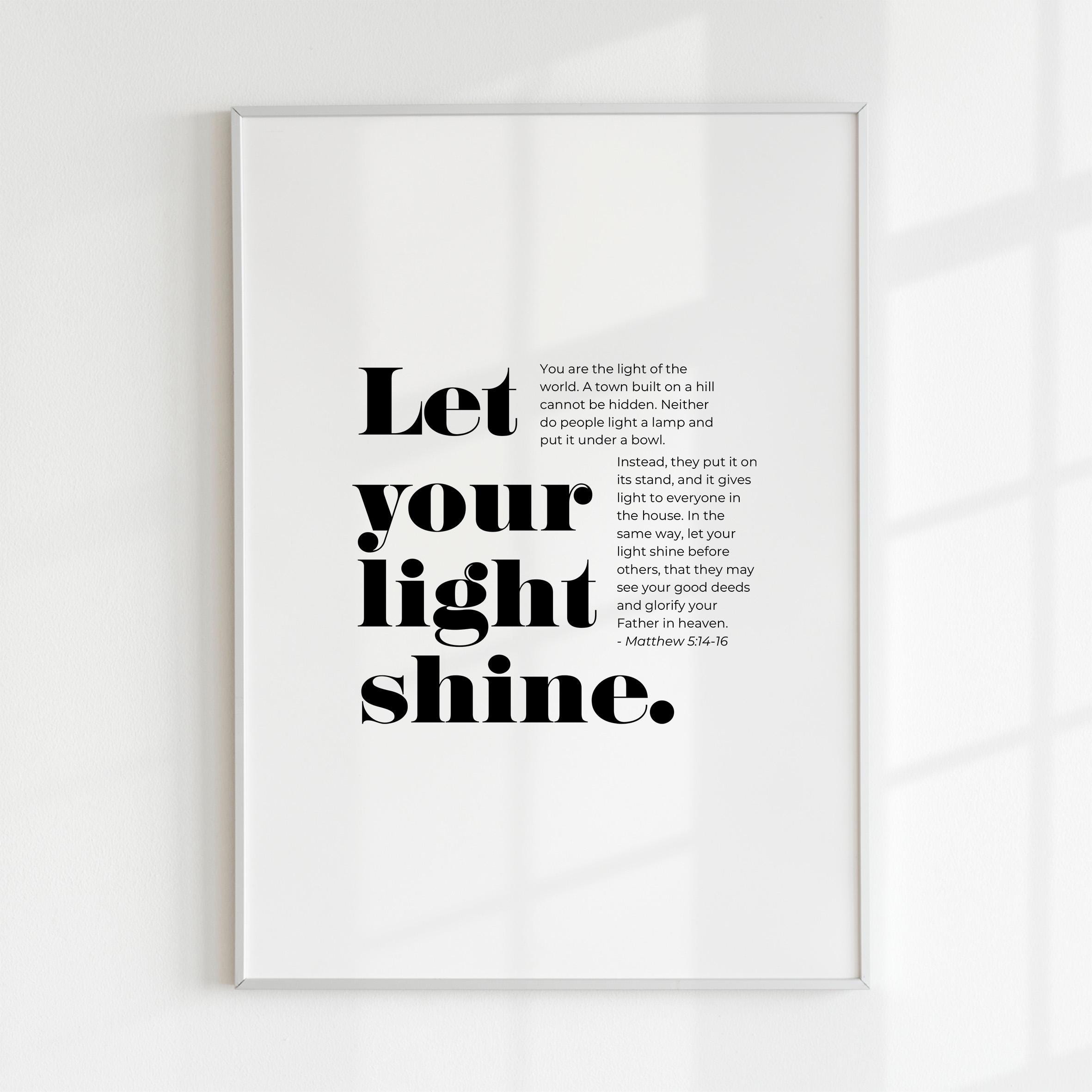 Let Your Light Shine | Bible Verse Wall Art | Inspirational Christian ...