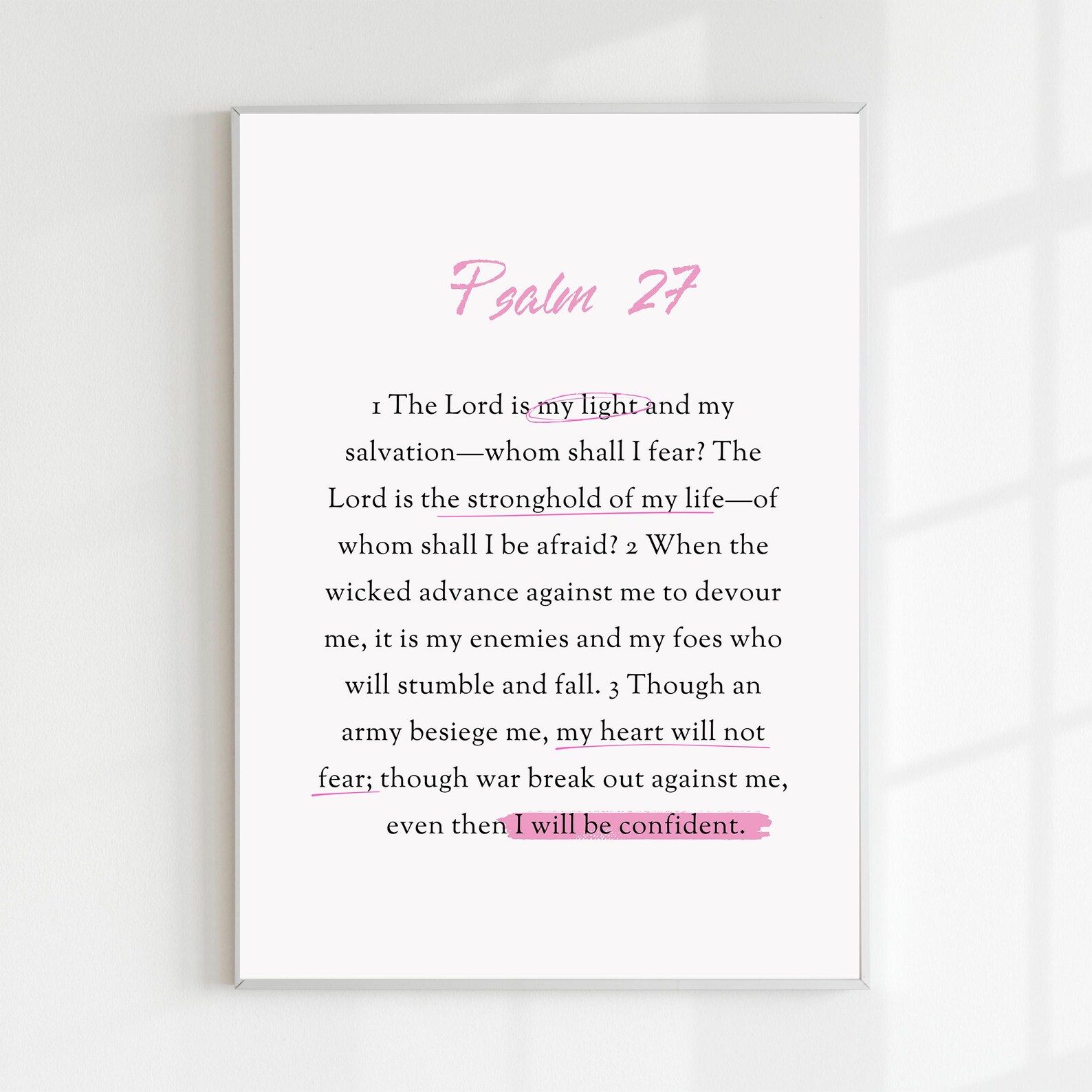 Psalm 27 Bible Christian Wall Art Print | Inspirational Quotes ...