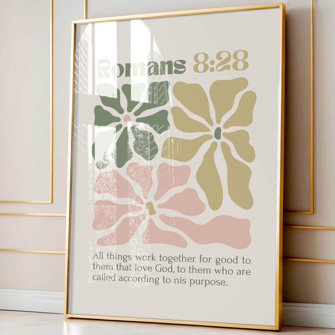 Romans 8:28 Floral Bible Verse Print – Christian Home Decor (digital ...