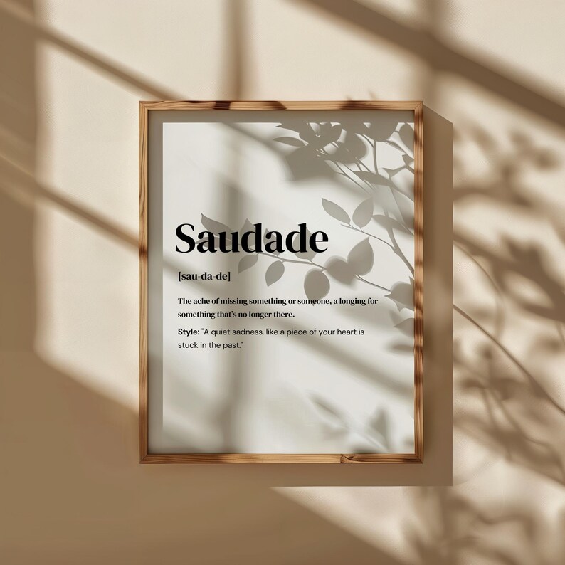 Saudade Definition Print Minimalist Wall Art Aesthetic Home Decor ...