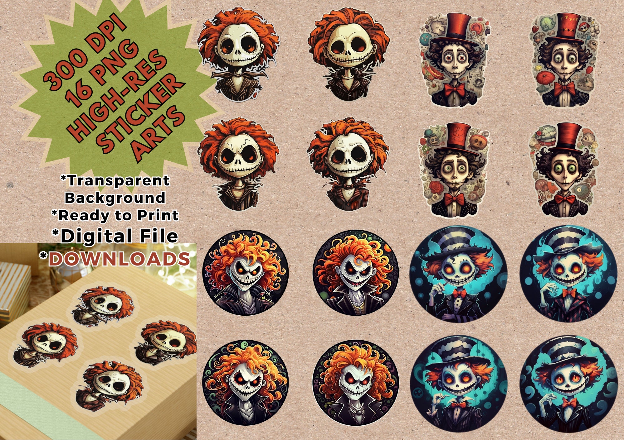 Halloween Characters Sticker Png Bundle Printable Stickers - Etsy