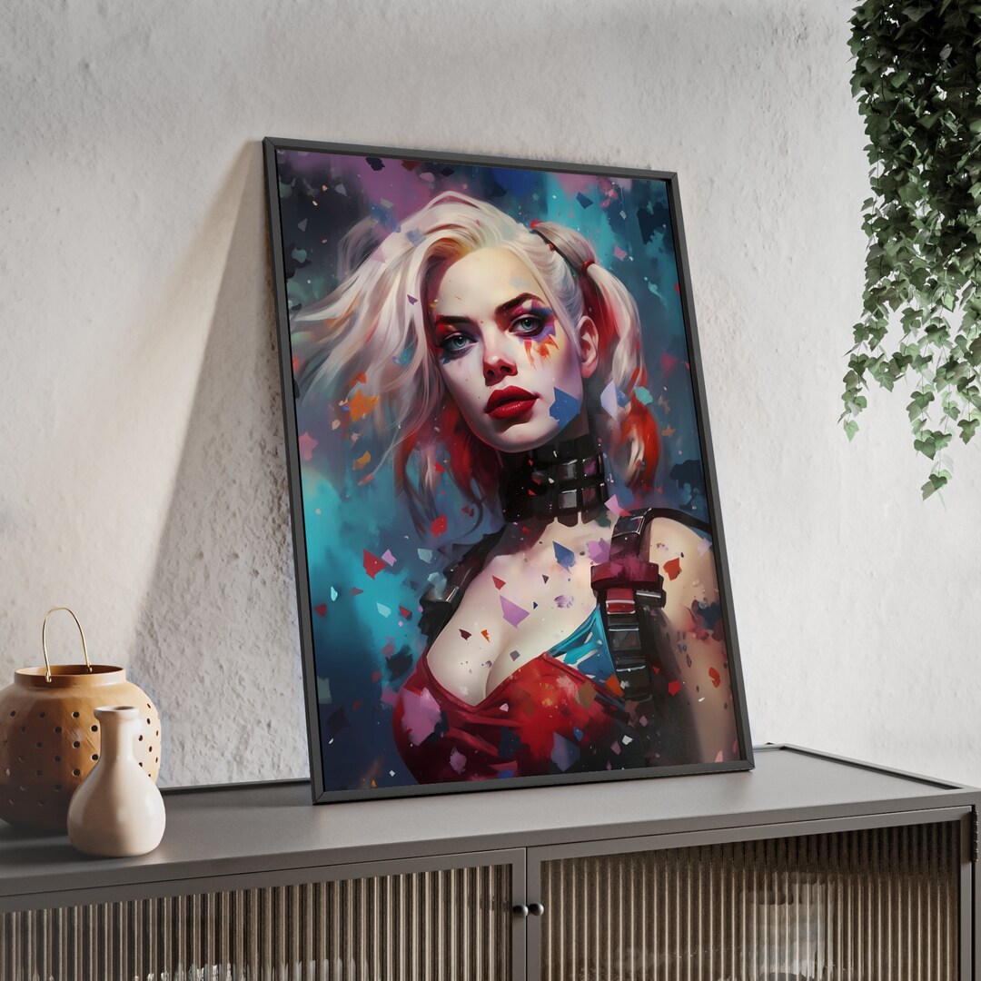 Harley Quinn Poster With Wooden Frame - Etsy