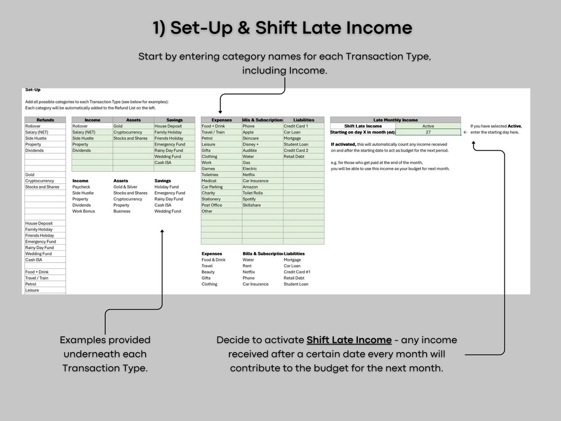 Monthly Budgeting Spreadsheet: Transaction Tracker, Excel Template ...