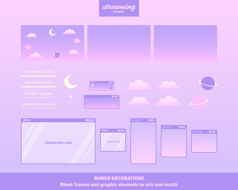 Animated Twitch Overlay Package, Stream Bundle, Pastel Galaxy, Purple ... Animated Twitch Overlay Package, Stream Bundle, Pastel Galaxy, Purple ...