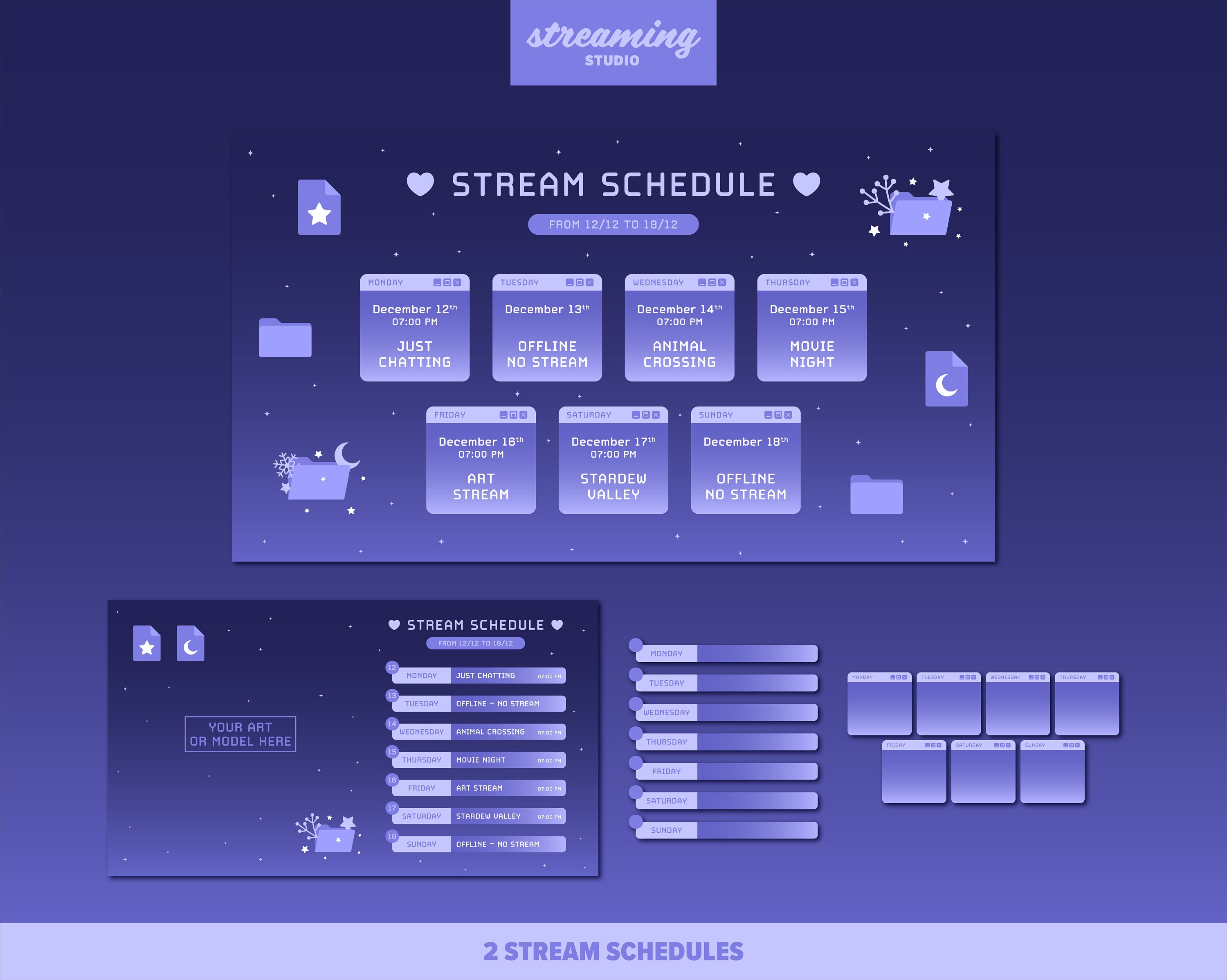 Penguin Animated Stream Overlay Bundle, Snow Globe Twitch Package, Blue ...