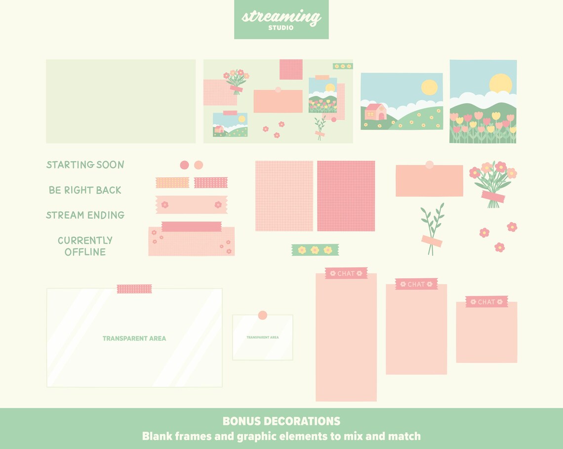 Animated Green Cottagecore Stream Overlay Package (digital Download) - Etsy