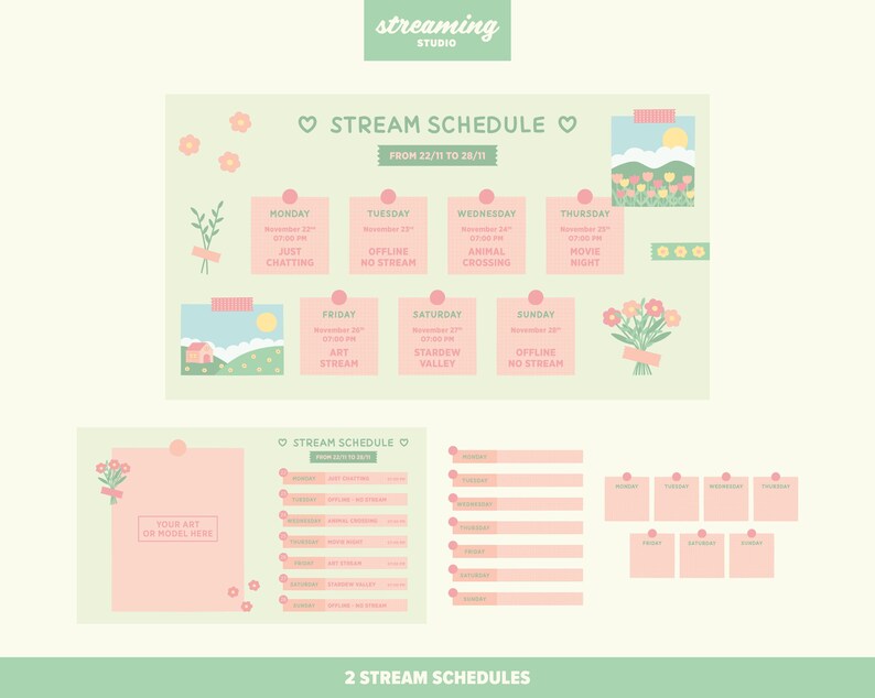 Animated Green Cottagecore Stream Overlay Package (digital Download) - Etsy