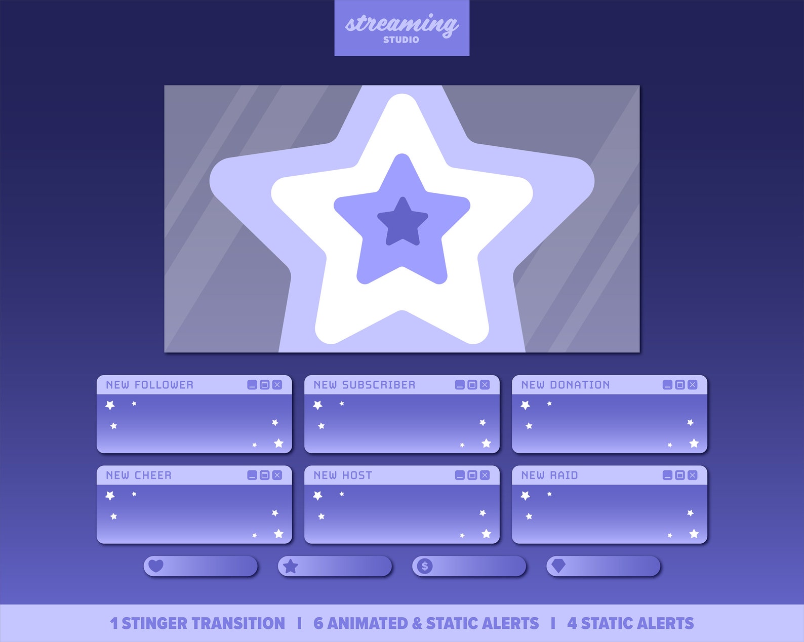 Penguin Animated Stream Overlay Bundle: Winter Twitch Package (digital ...