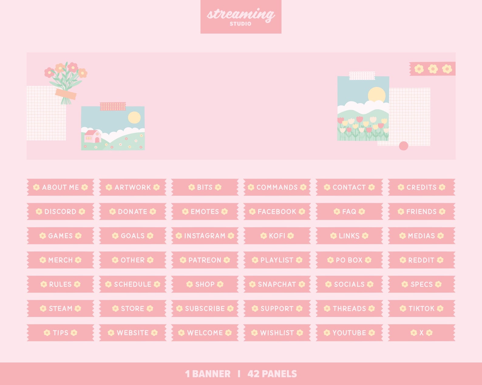 Animated Pink Cottagecore Stream Overlay Package (digital Download) - Etsy
