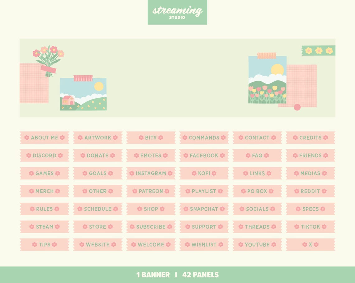 Animated Green Cottagecore Stream Overlay Package (digital Download) - Etsy