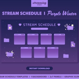 Purple Winter Stream Schedule Template, Twitch, Cute, Kawaii, Youtube ...