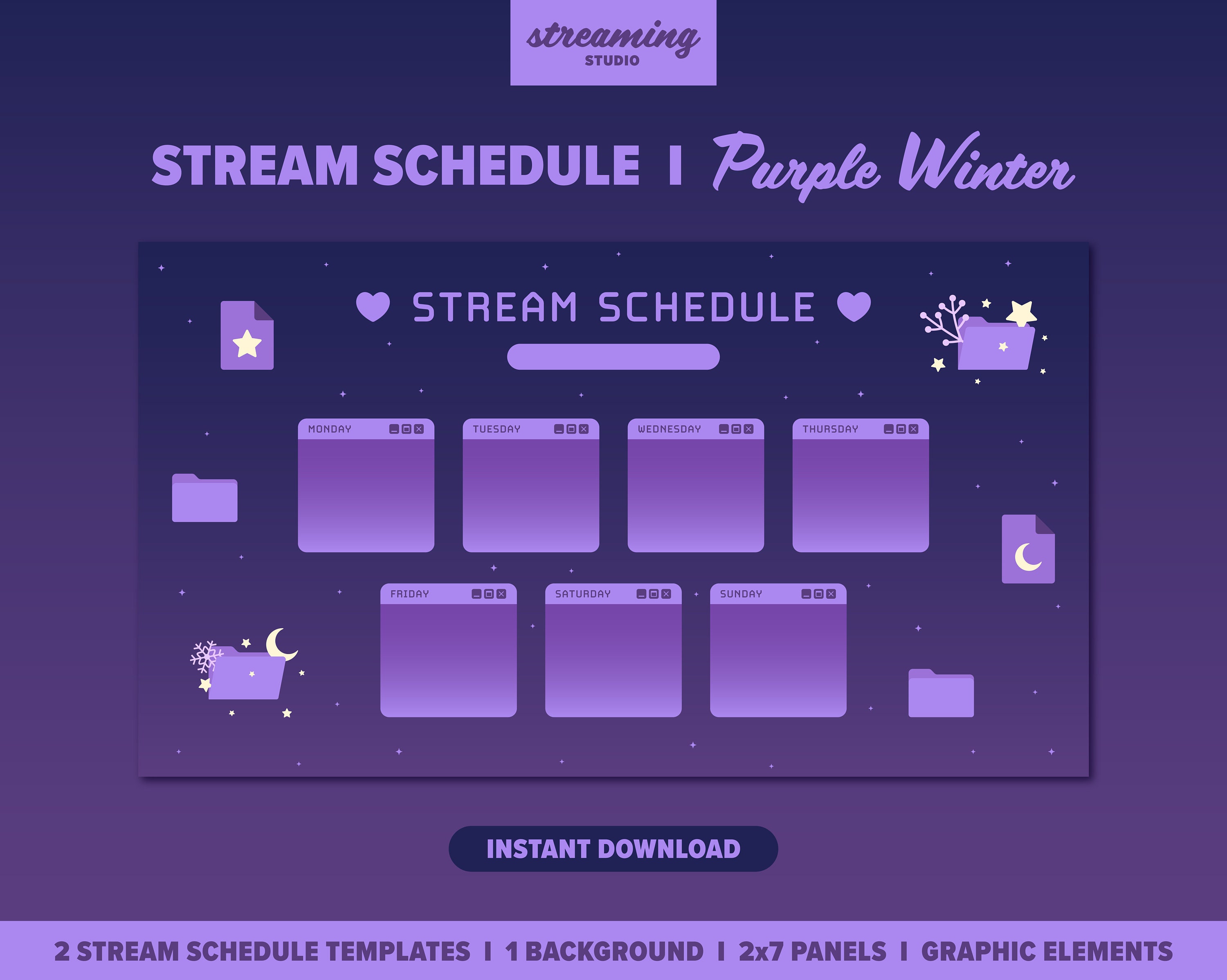 Purple Winter Stream Schedule Template, Vtuber Twitch Youtube (digital ...