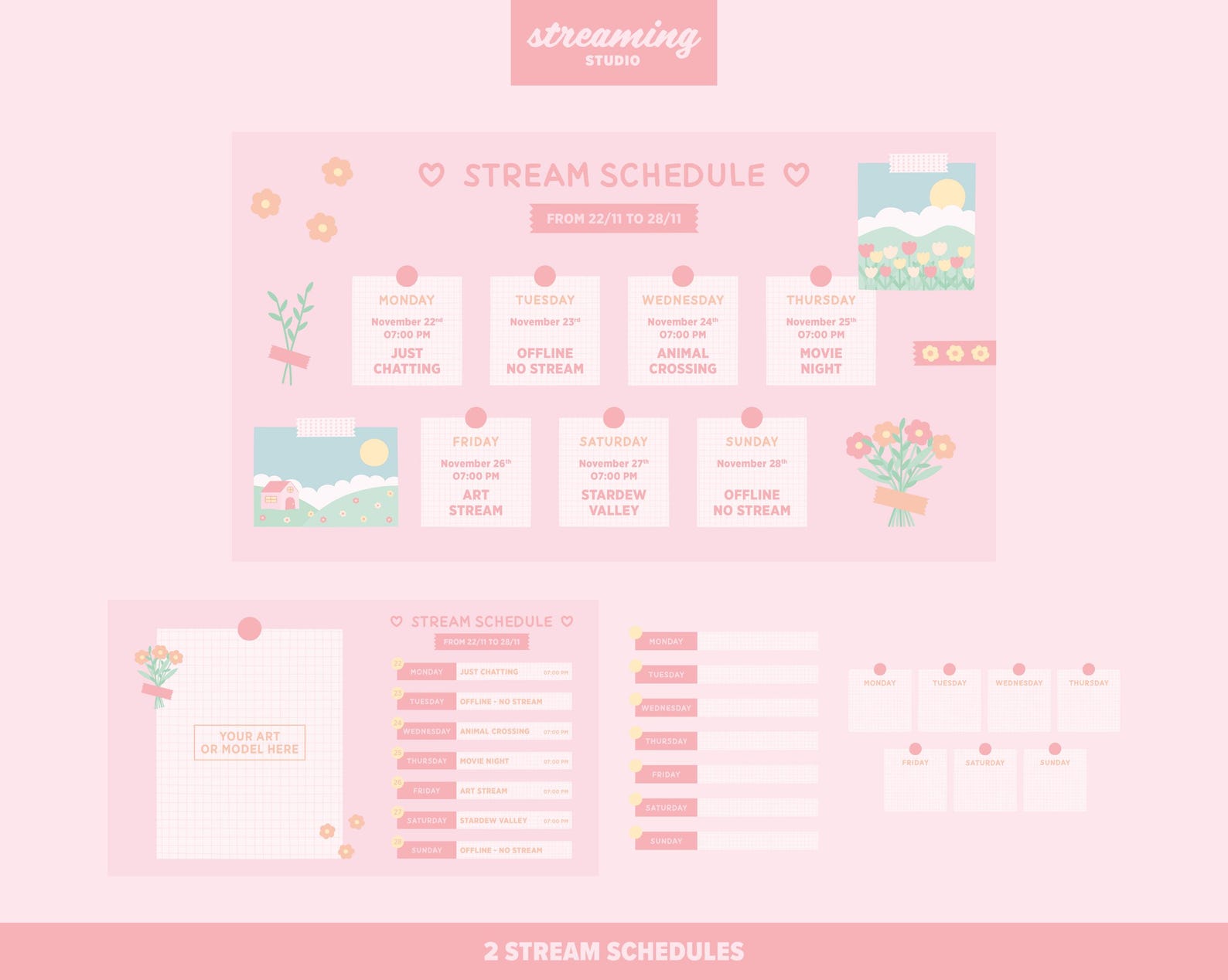 Animated Pink Cottagecore Stream Overlay Package (digital Download) - Etsy