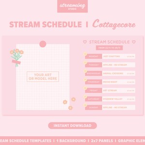 Pink Cottagecore Stream Schedule Template: Vtuber Twitch, Youtube ...