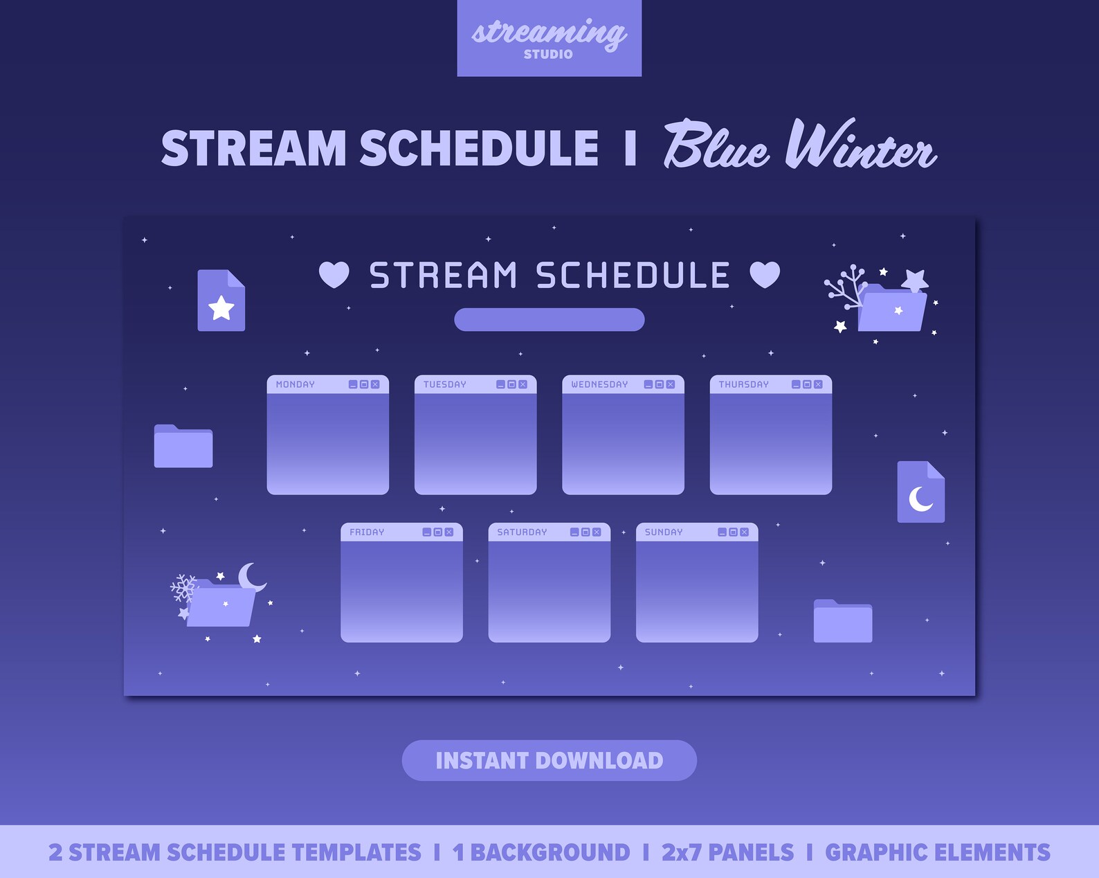 Blue Winter Stream Schedule Template, Twitch Vtuber (digital Download ...