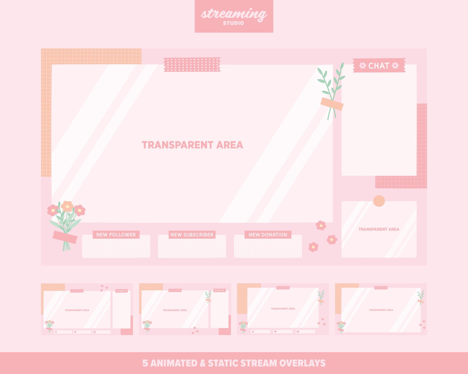 Animated Pink Cottagecore Stream Overlay Package (digital Download) - Etsy