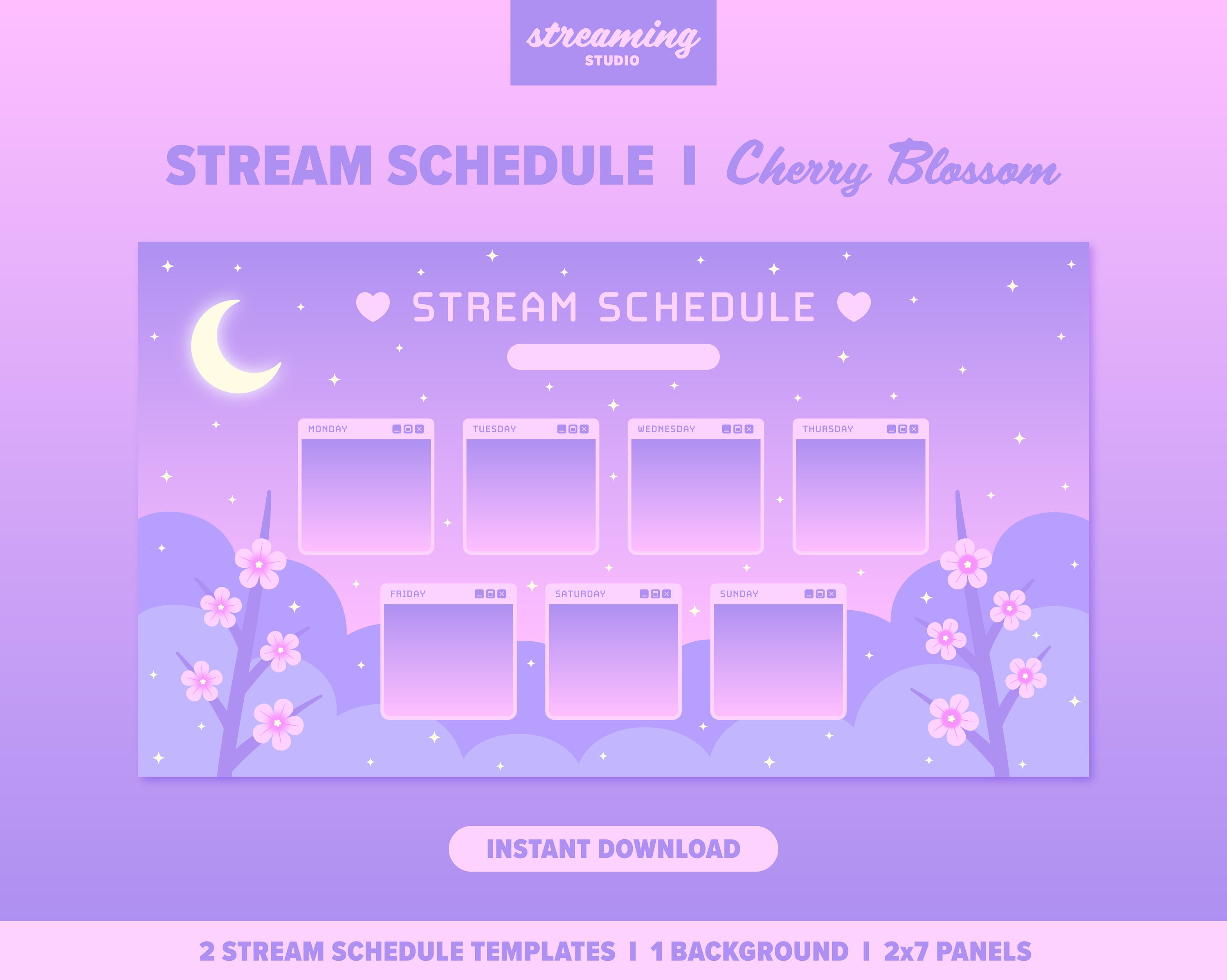 Cherry Blossom Stream Schedule Template, Vtuber, Twitch, Youtube ...