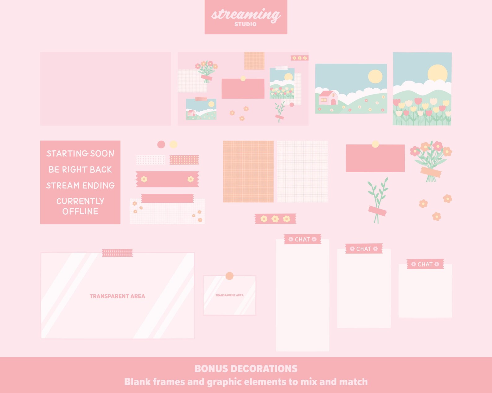 Animated Pink Cottagecore Stream Overlay Package (digital Download) - Etsy
