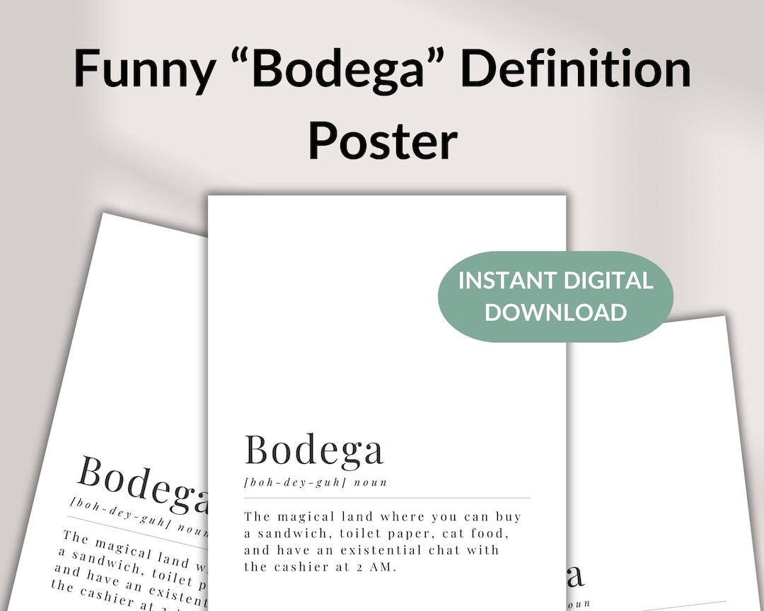 Funny Bodega Definition Printable Art - Minimalist Digital Download ...
