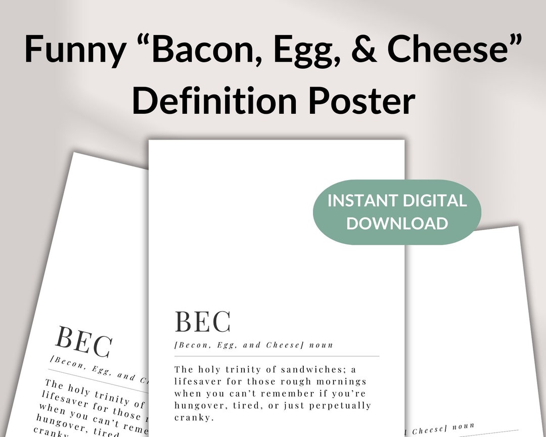 Funny BEC Definition Printable Art - Minimalist Digital Download ...