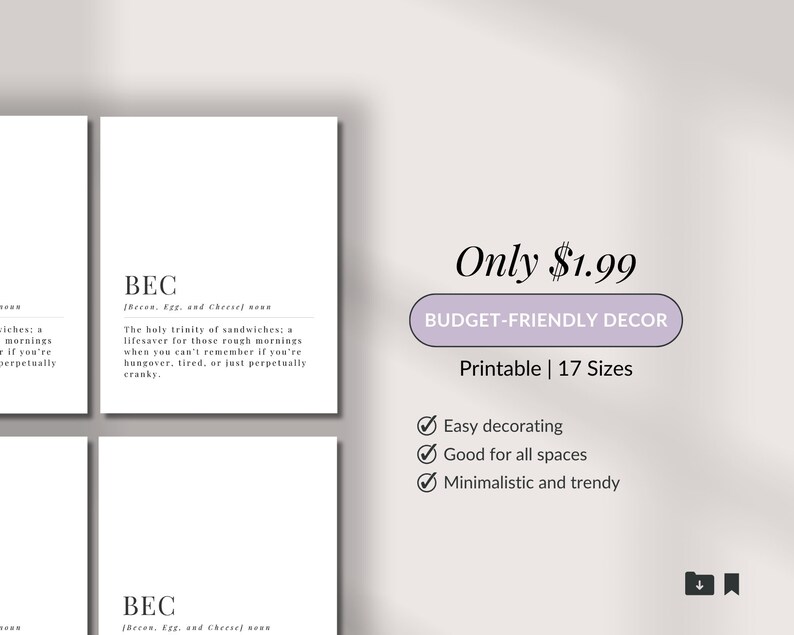Funny BEC Definition Printable Art - Minimalist Digital Download ...