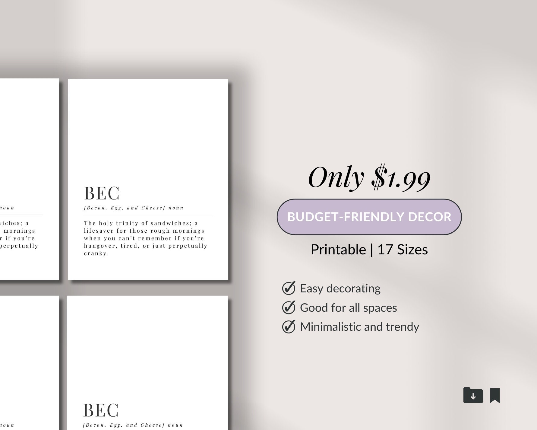 Funny BEC Definition Printable Art - Minimalist Digital Download ...