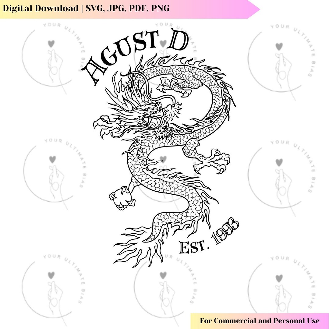 Agust D Dragon Vector | BTS SVG | Kpop Design - Etsy