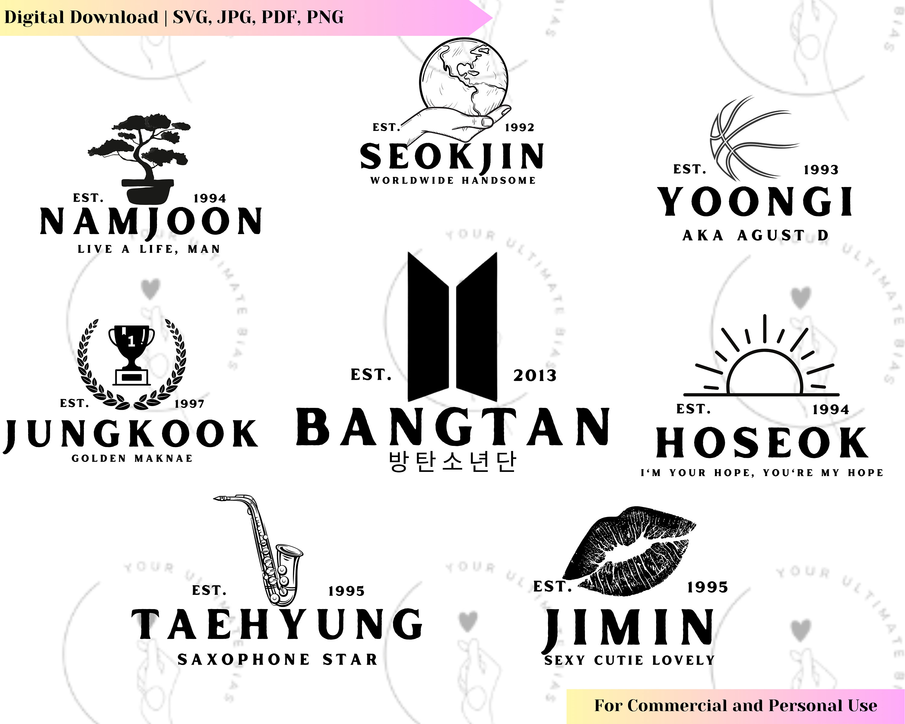 BTS Vector Pack | BTS SVG | Kpop Design - Etsy