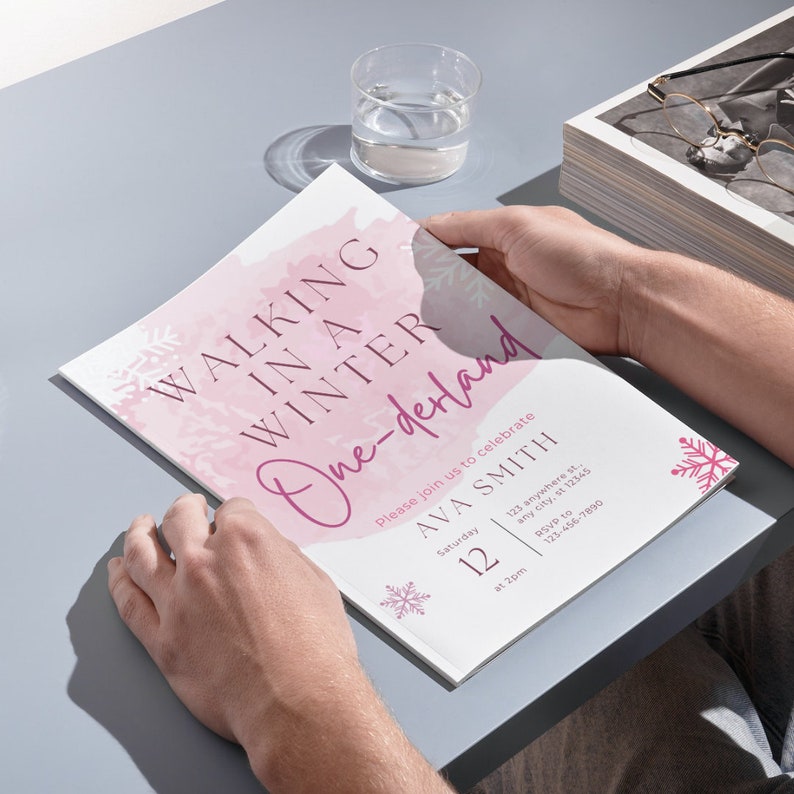 Snowy Wonderland Birthday Invitation Template Winter Onederland Theme ...