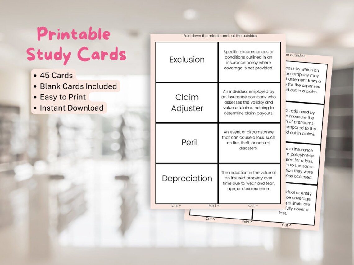 Personal Lines Insurance Flash Cards Study for Home and Auto Insurance ...