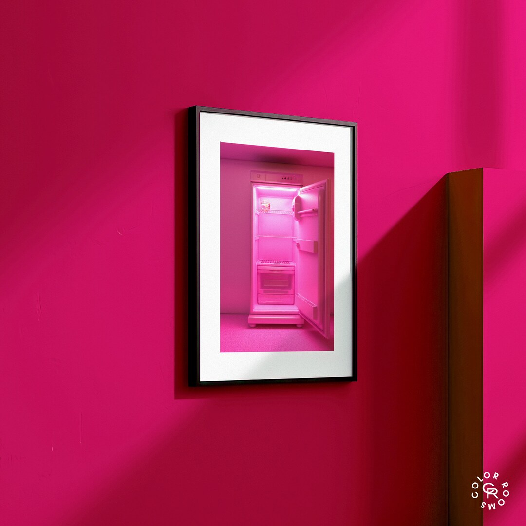 Disco Pink Room Fridge Art Print Retro Pink Decor Kitchen Trippy Wall ...