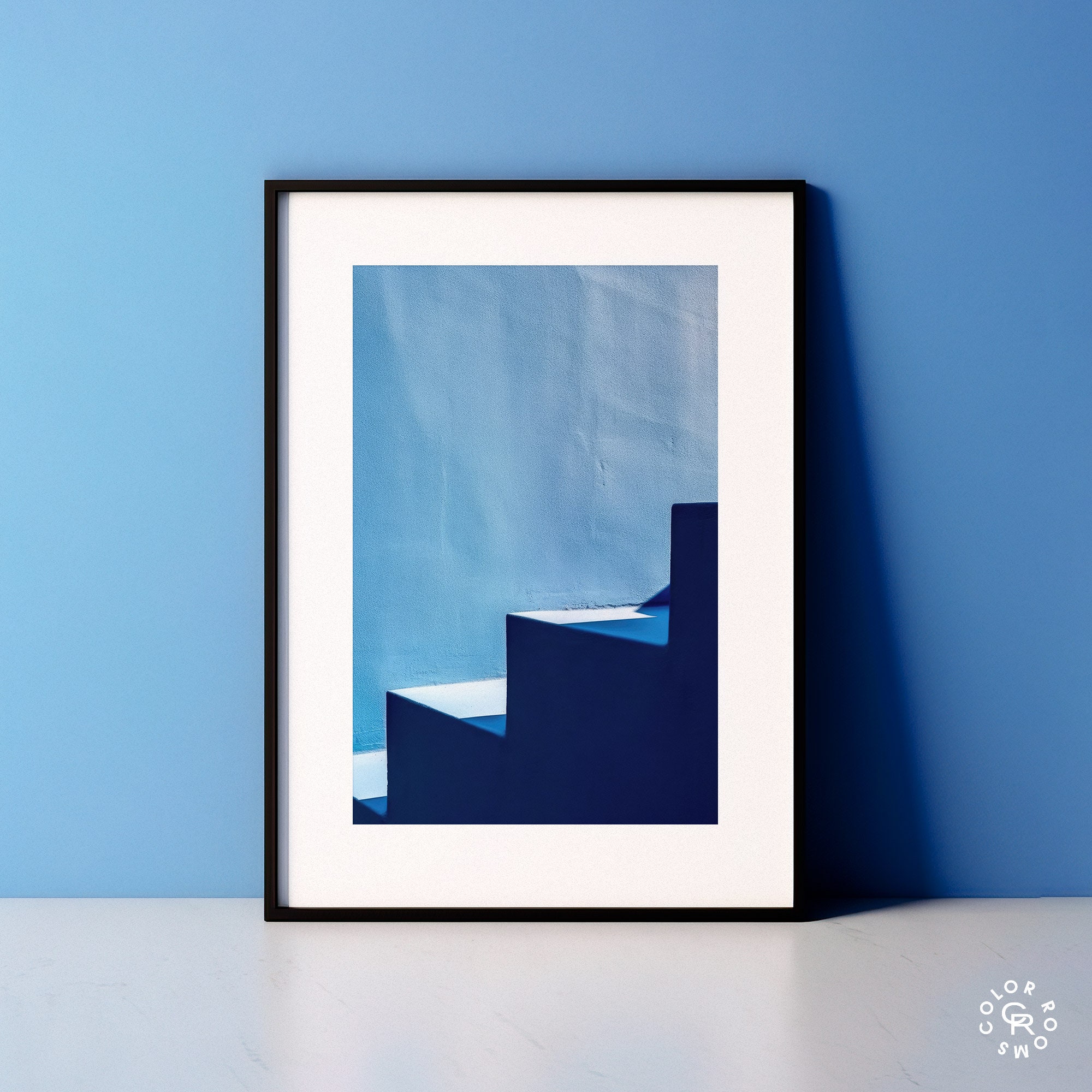 Indigo Mystery Blue Stairs Poster Abstract Wall Art Blue Wall Art ...