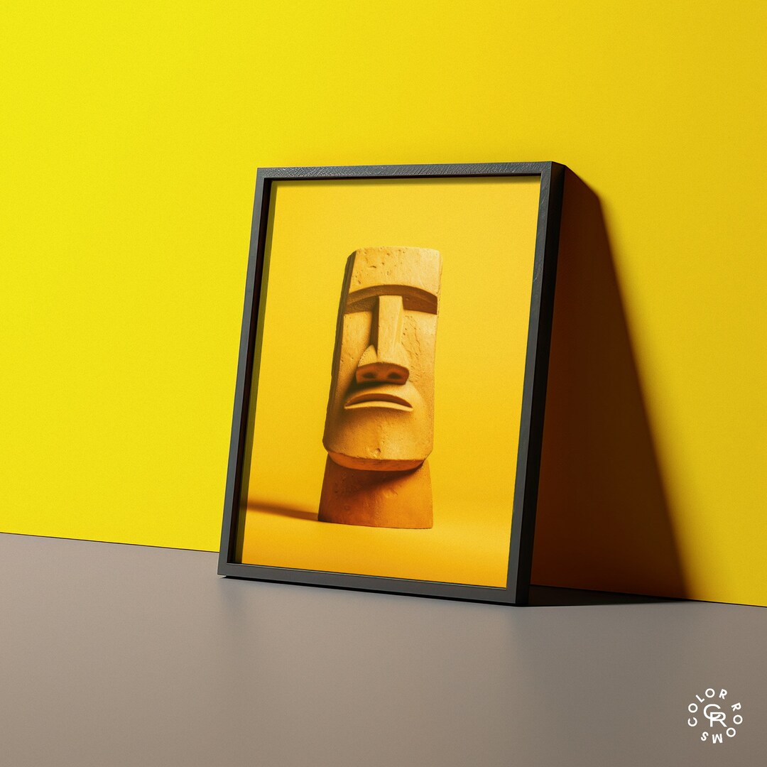 Majesty of Easter Island Moai Yellow Art History Poster Eclectic Travel ...