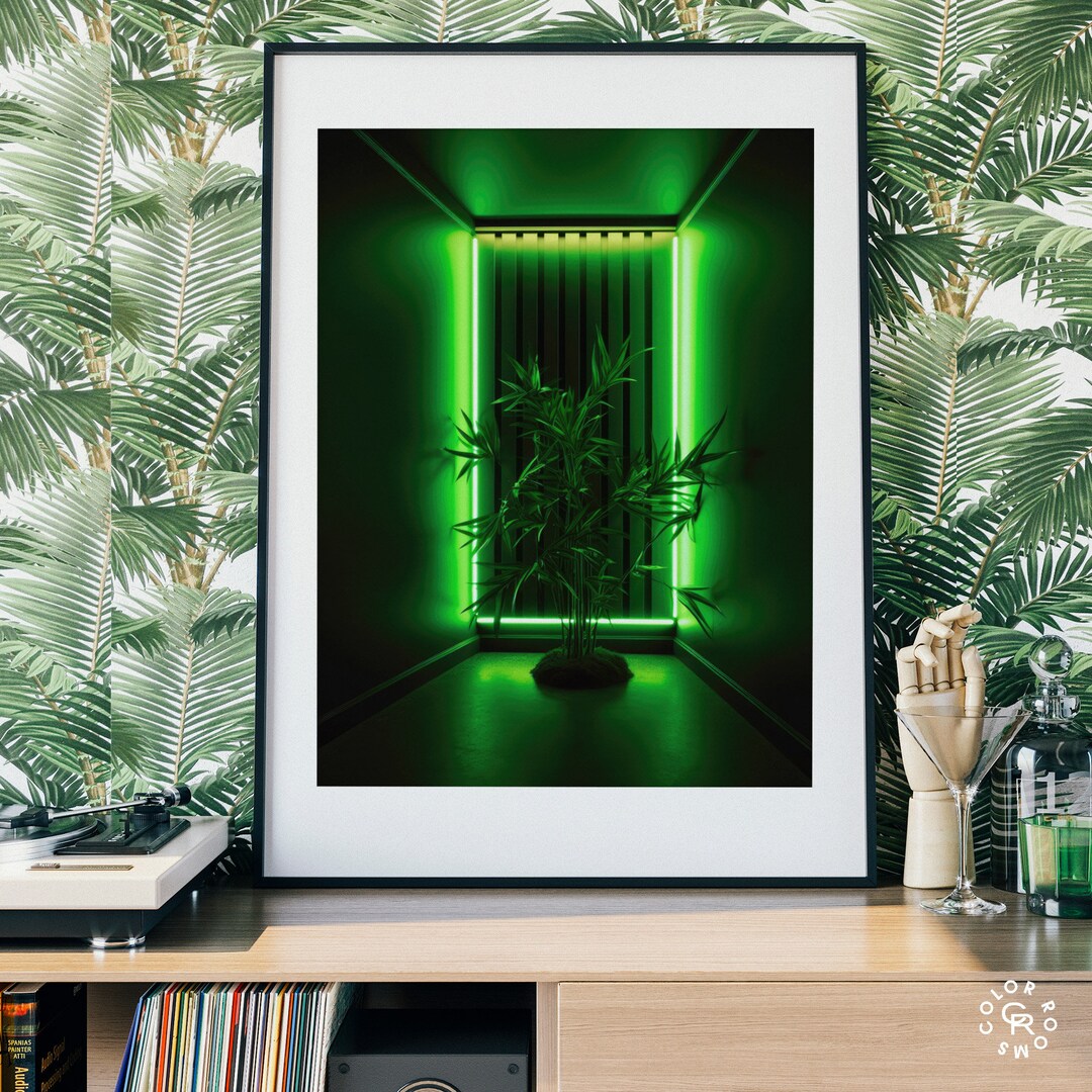 Neon Radiance A Dance of Light Art Print Green Room Neon Art Green ...