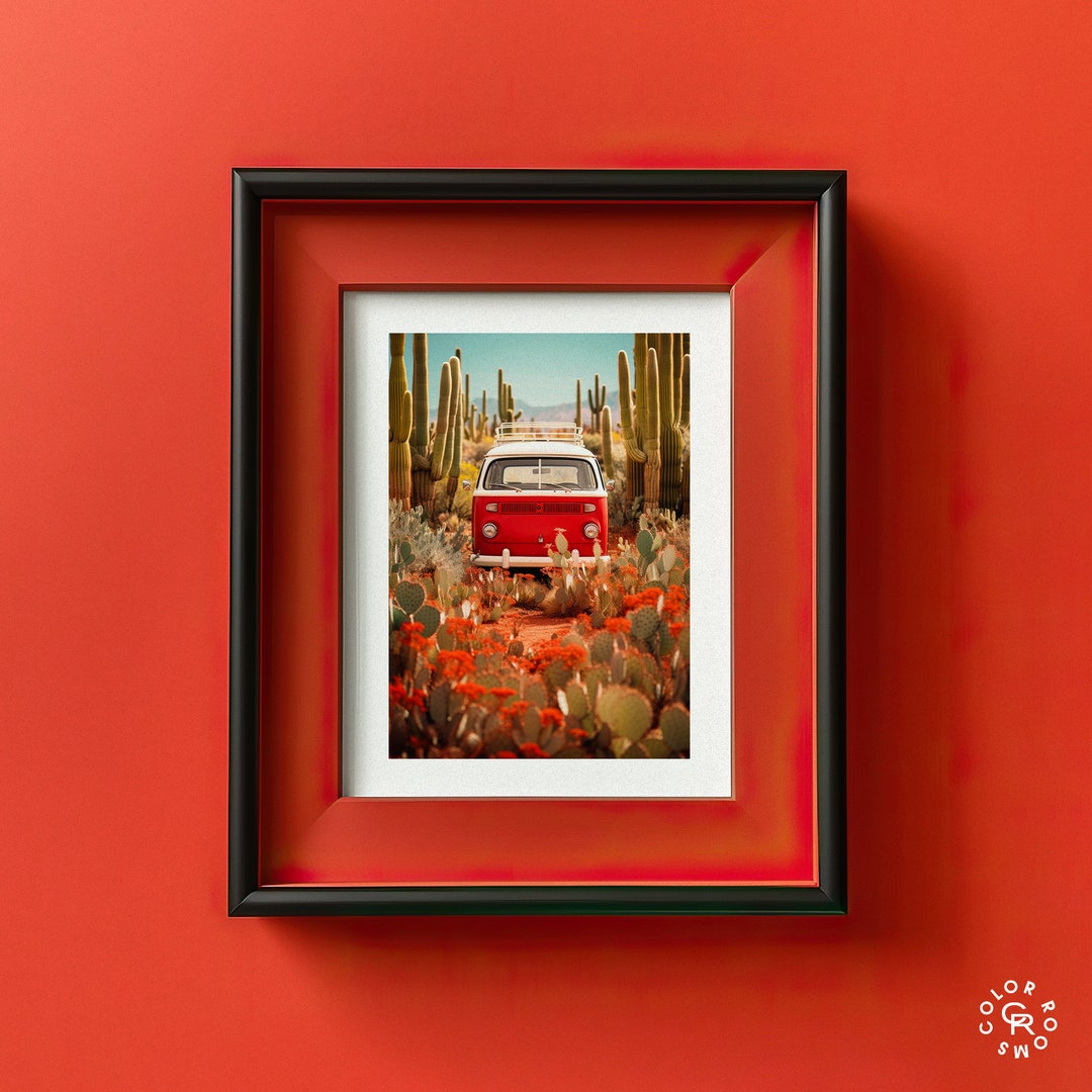 Cacti Field Adventure Red Desert Art Print Modern Eclectic Botanical ...