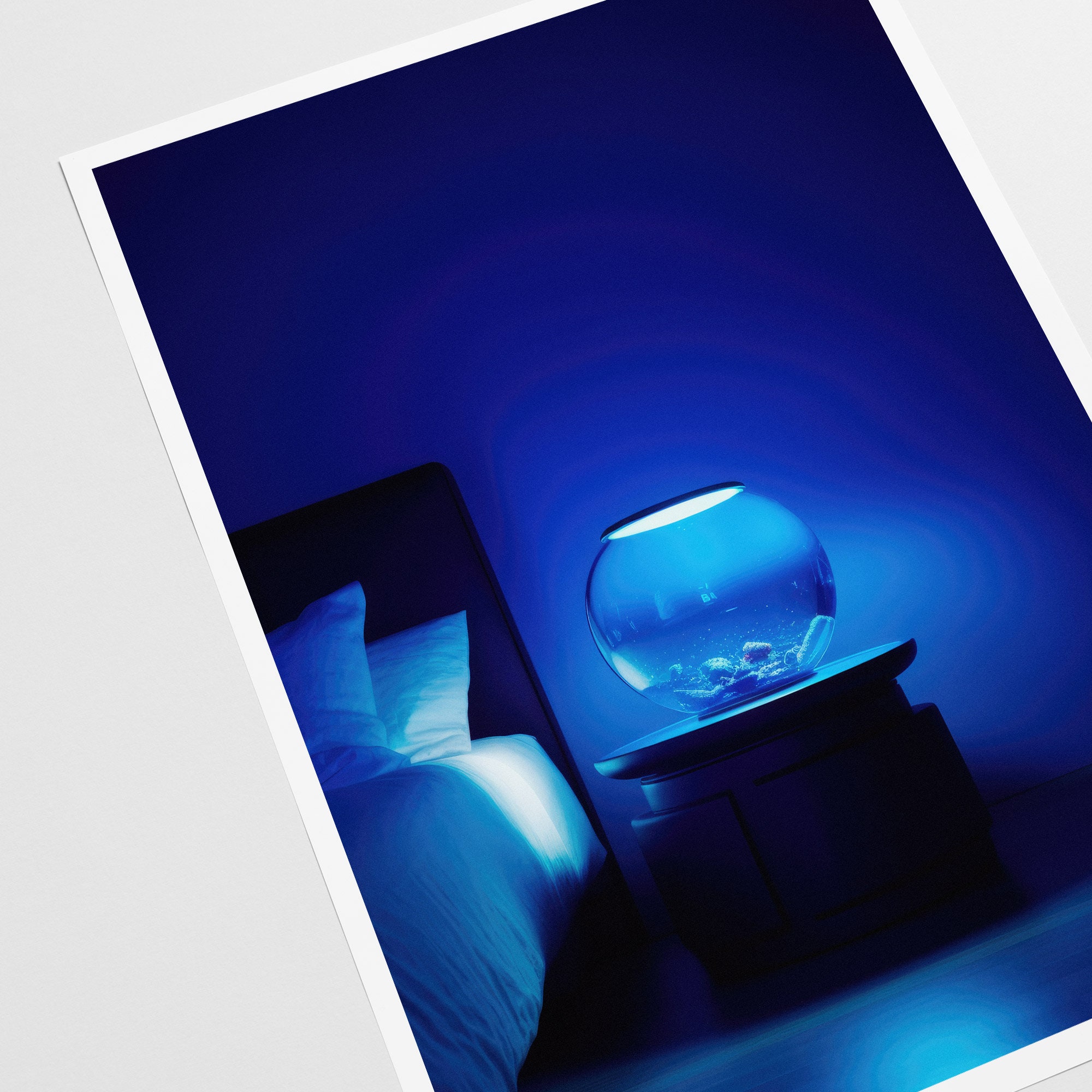 Aquatic Glow Blue Aquarium Lamp Poster Bioluminescent Sea - Etsy