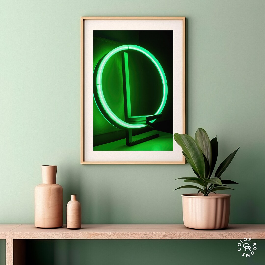 Vibrant Neon Light Exploration Poster Green Room Modern Art Neon Sign ...