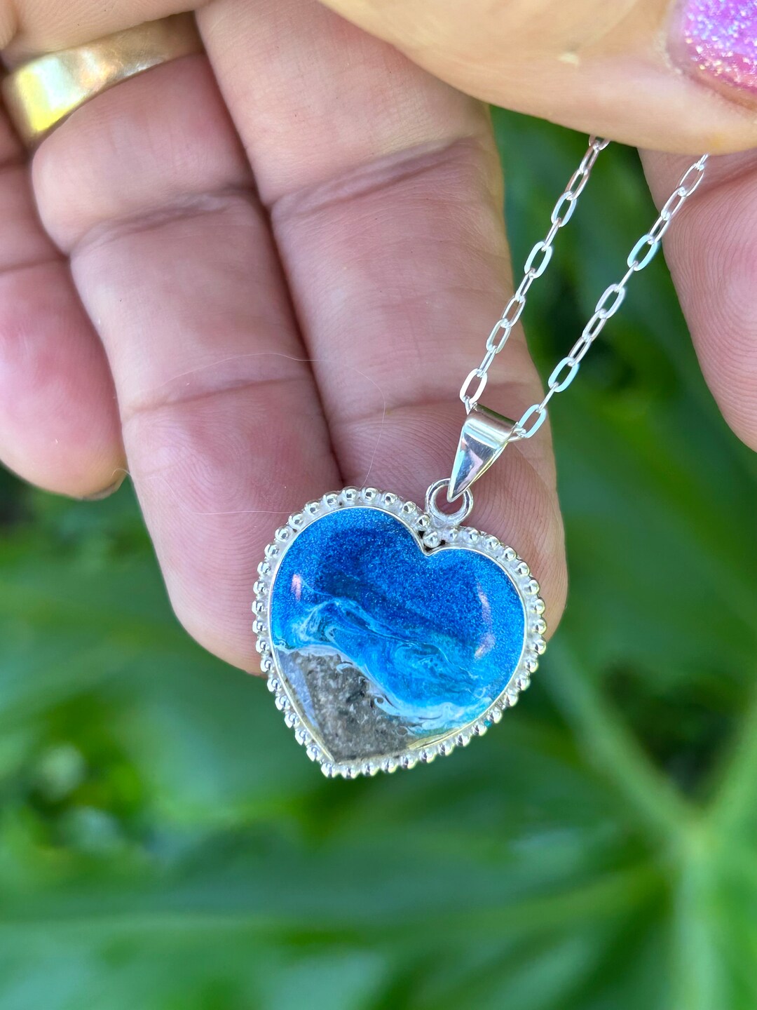 925 Sterling Silver Designer Heart Memorial Necklace, Pet Ash Heart ...