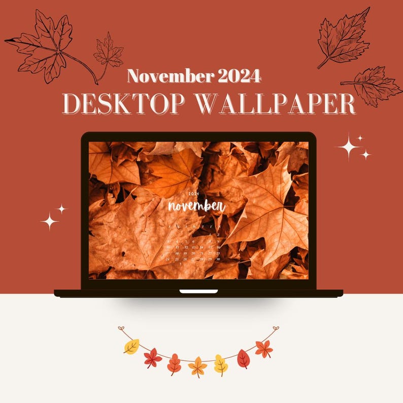 November 2024 Desktop Calendar Wallpaper - Etsy