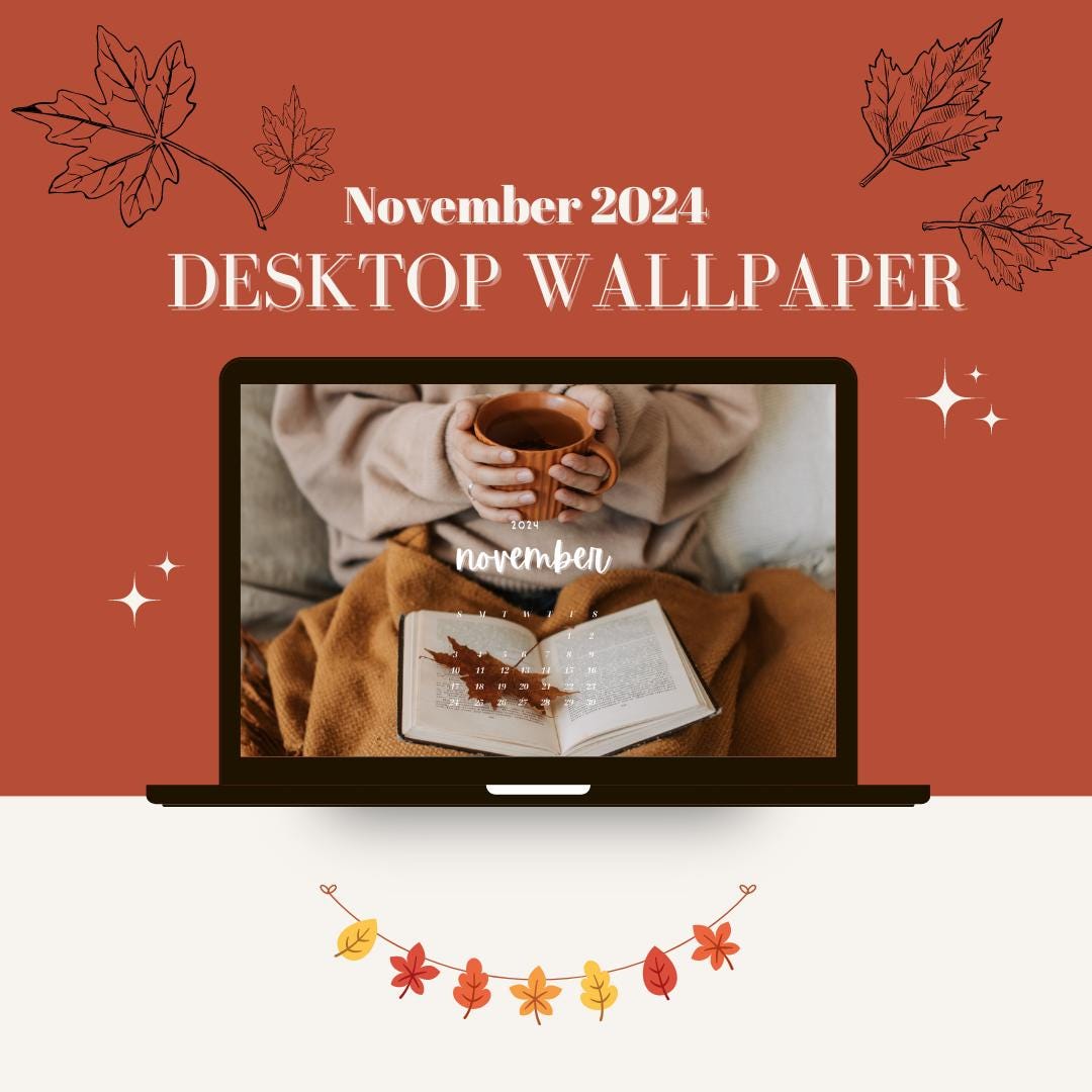 November 2024 Desktop Calendar Wallpaper - Etsy
