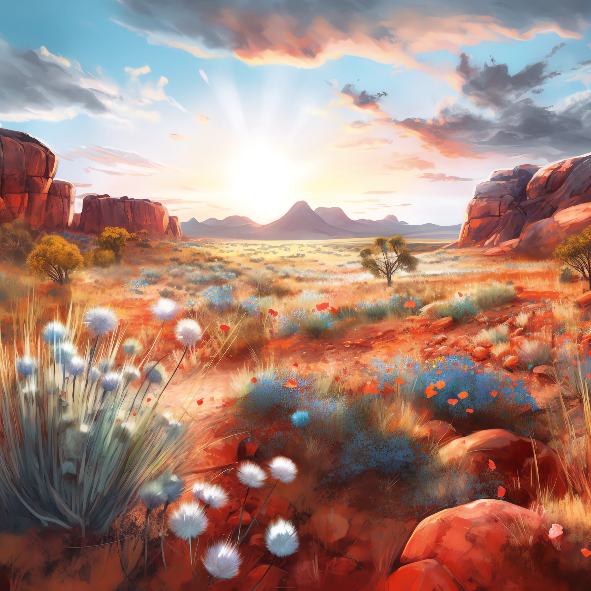 Australian Outback Majesty: A Bold Digital Landscape Infused With Red ...